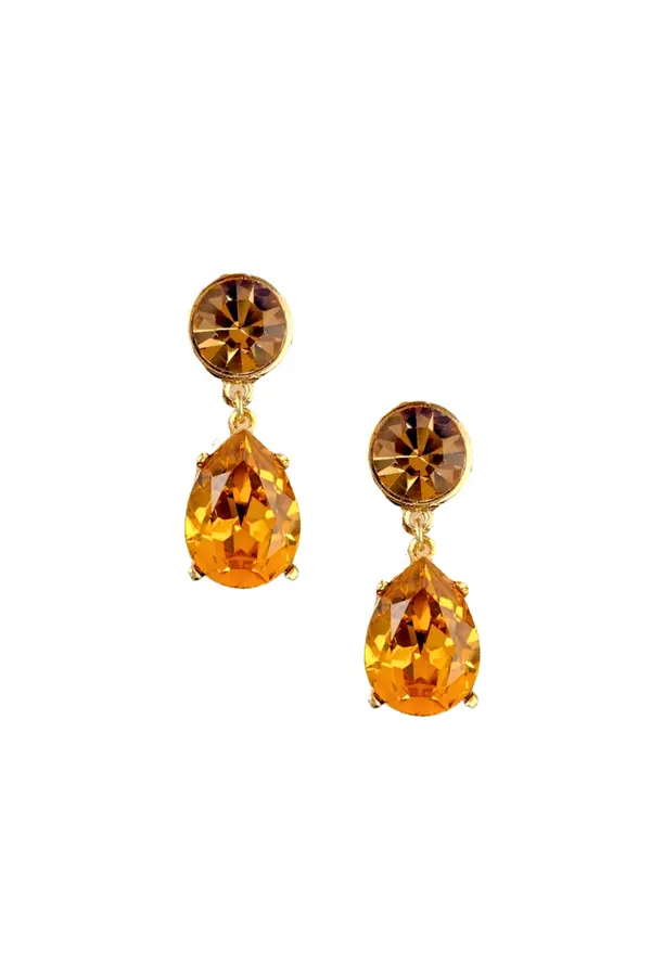 KENNETH JAY LANE Topaz Teardrop Pierced Earrings - Gold