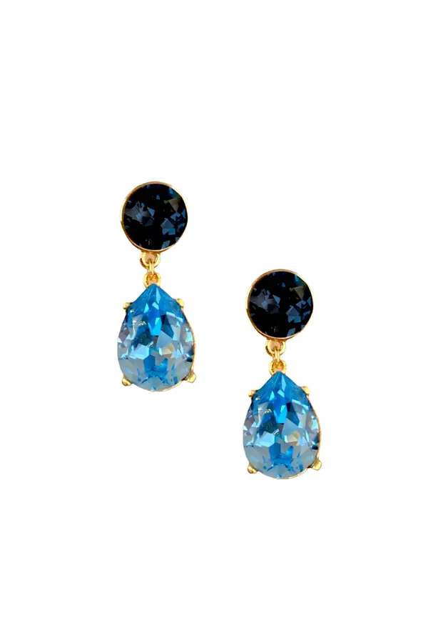 KENNETH JAY LANE Sapphire & Teardrop Pierced Earring - Aqua