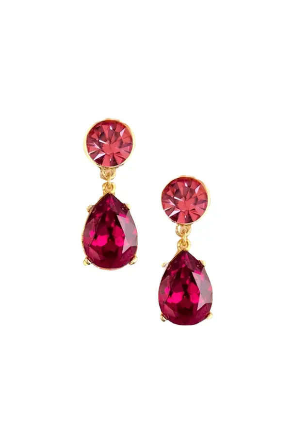 KENNETH JAY LANE Rose & Ruby Teardrop Pierced Earring - Natural