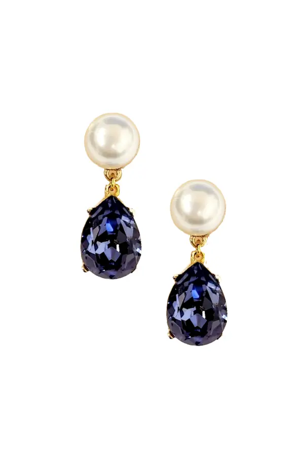 KENNETH JAY LANE Pearl & Tanzanite Drop Earrings - Lime