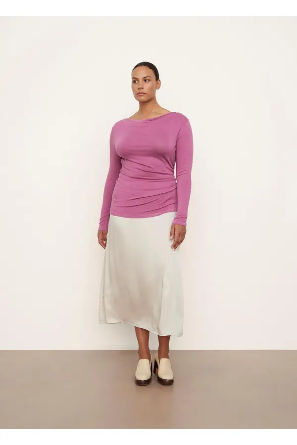 Vince Long Sleeve Draped-neck Top