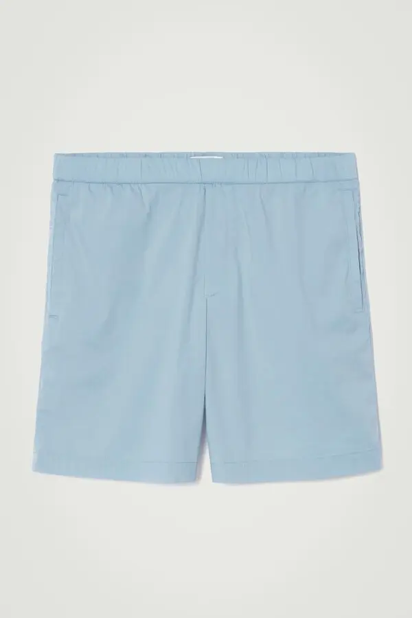 Cos Elasticated Cotton-blend Shorts - Blue