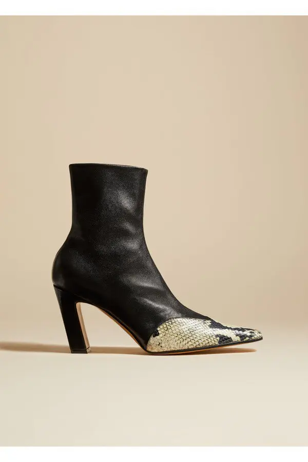 Khaite The Nevada Stretch High Boot In With Natural Python-embossed Leather
