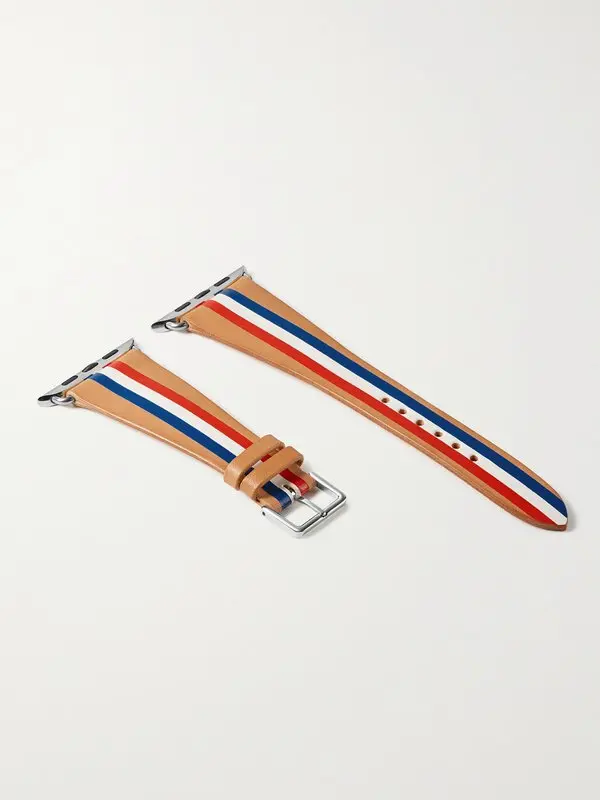 LACALIFORNIENNE Liberty Striped Leather Apple Watch Strap - Brown