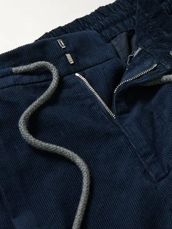 Brunello Cucinelli Tapered Pleated Cotton-corduroy Drawstring Trousers