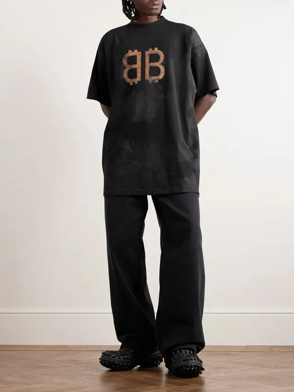 Balenciaga Oversized Logo-print Cotton-jersey T-shirt