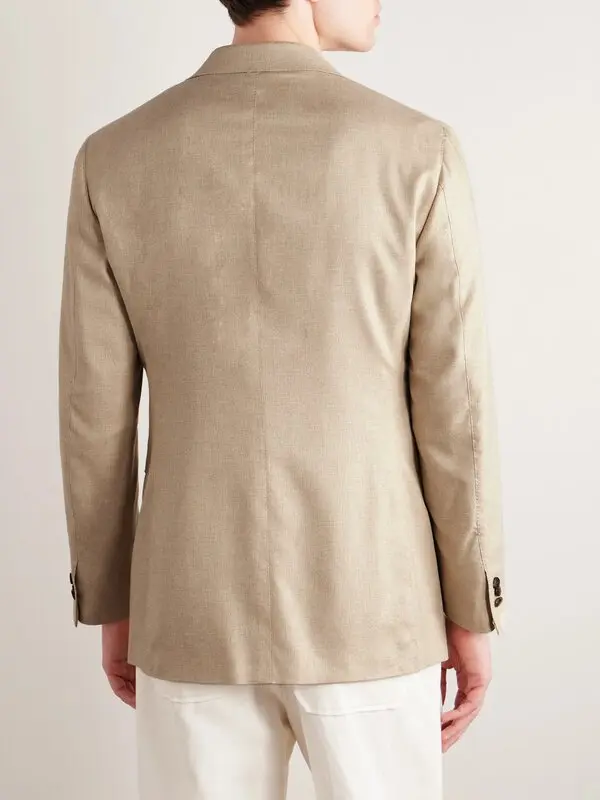 SAMAN AMEL Slim-fit Unstructured Silk And Cashmere-blend Blazer - Neutrals
