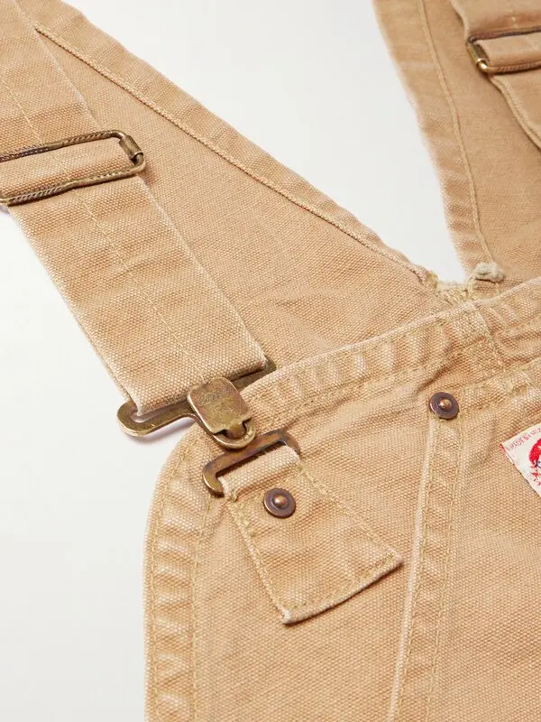 SAINT MXXXXXX Logo-appliquéd Distressed Cotton-canvas Overalls