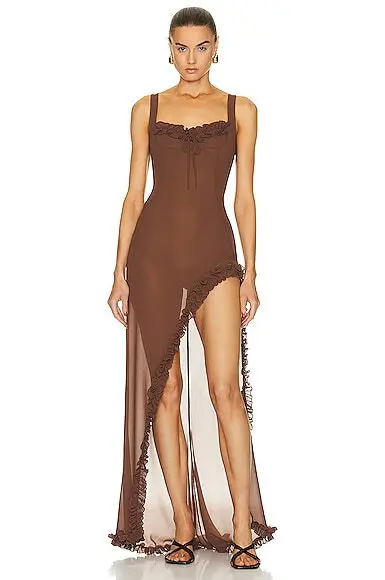 blue dress for baby girl Camel Strap Bra Cup Detail Midi Dress main image 1