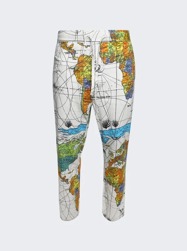 SAINT MXXXXXX X Dr Woo Pajama World Map Pants - White