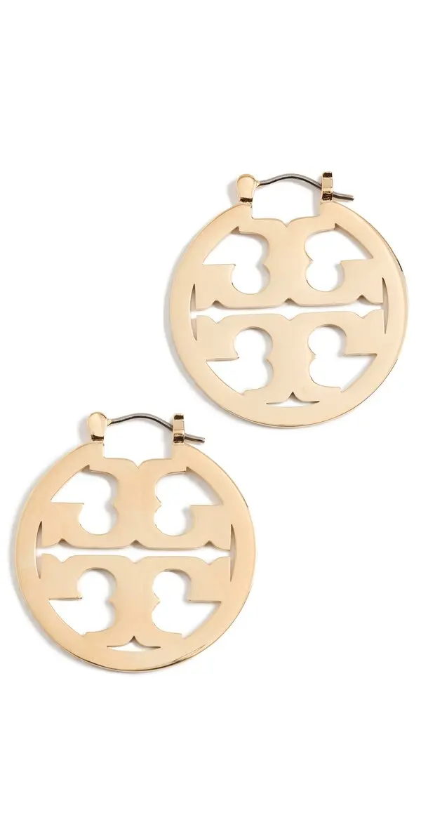 Tory Burch Small Icon Hoop Earrings - Tory Gold