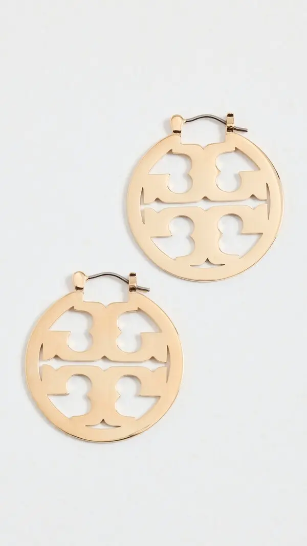 Tory Burch Small Icon Hoop Earrings - Tory Gold