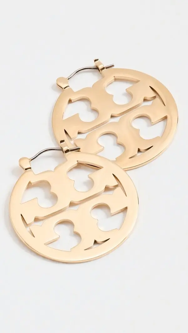 Tory Burch Small Icon Hoop Earrings - Tory Gold