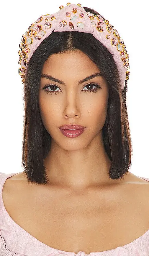 Lele Sadoughi Glittering Knotted Headband In Pink