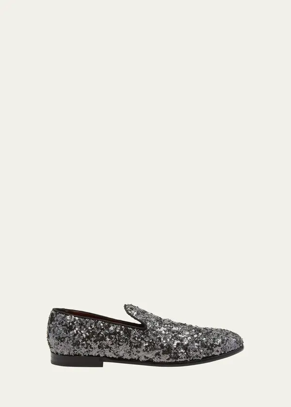 Dolce & Gabbana Sequin Loafers - Silver | Editorialist display picture 1