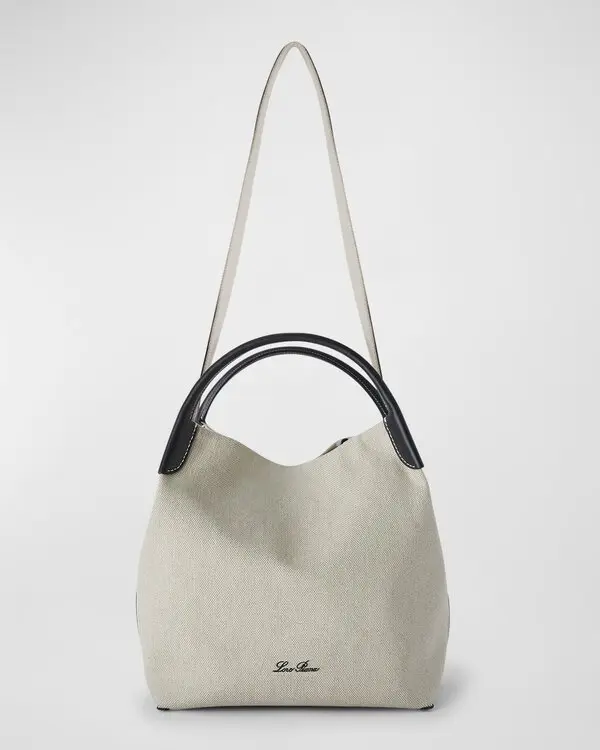 Loro Piana Bale Canvas And Leather Shoulder Bag