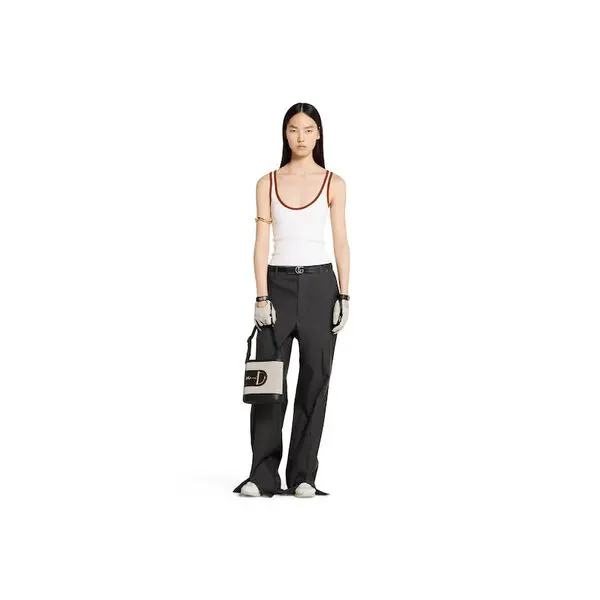 Gucci Cotton Rib Tank Top With Web - White