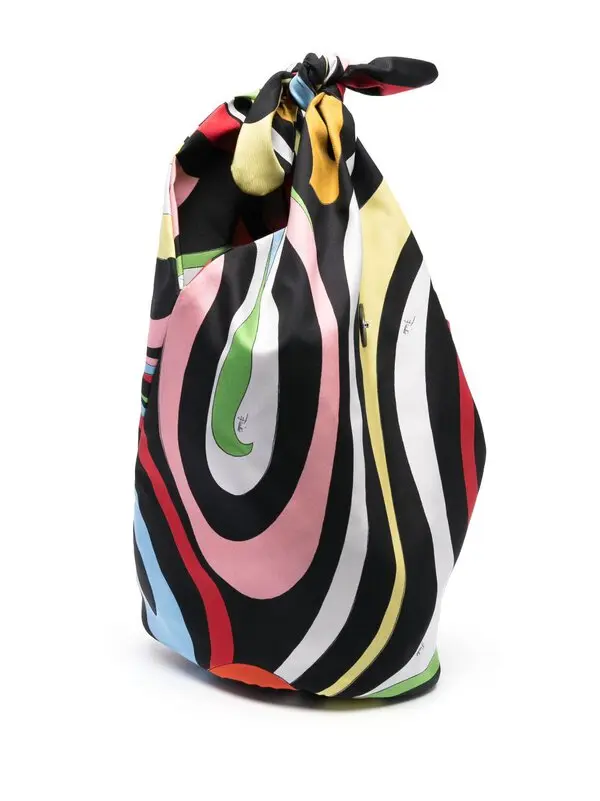 Emilio Pucci Marmo Print Silk Bucket Bag
