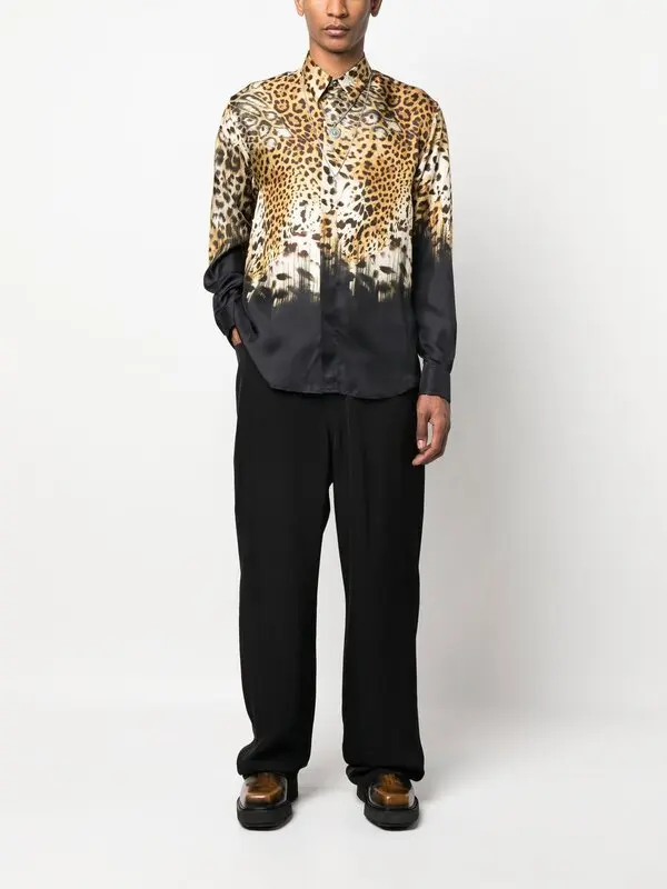 Roberto Cavalli Leopard-print Long-sleeved Shirt