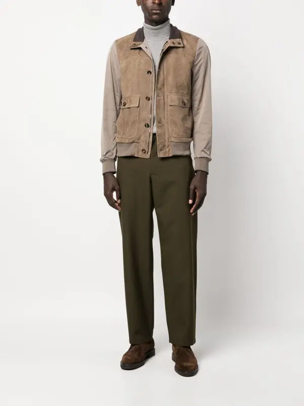 MOORER Kant-kmu Suede Bomber Jacket - Neutrals