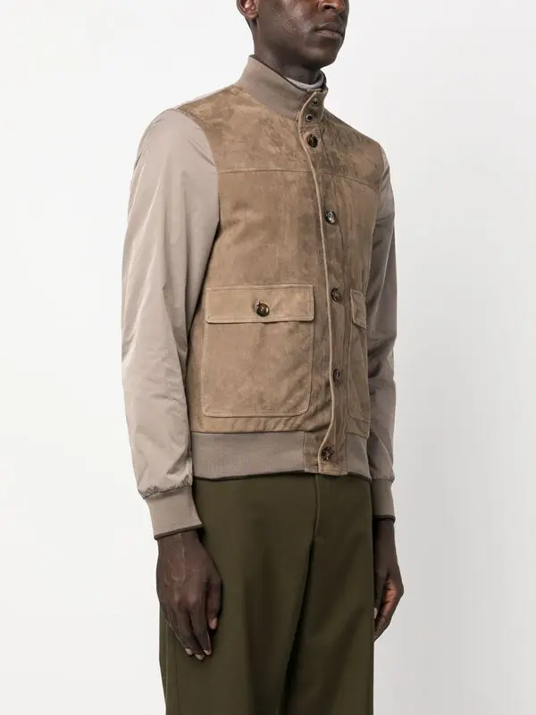 MOORER Kant-kmu Suede Bomber Jacket - Neutrals
