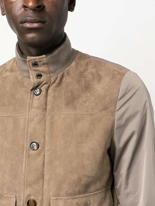 MOORER Kant-kmu Suede Bomber Jacket - Neutrals