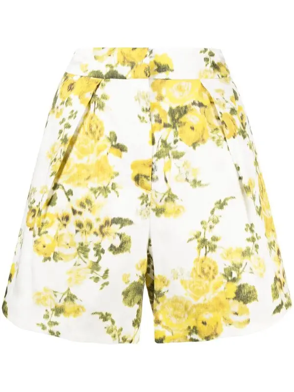 Erdem Floral-print Cotton Shorts - White