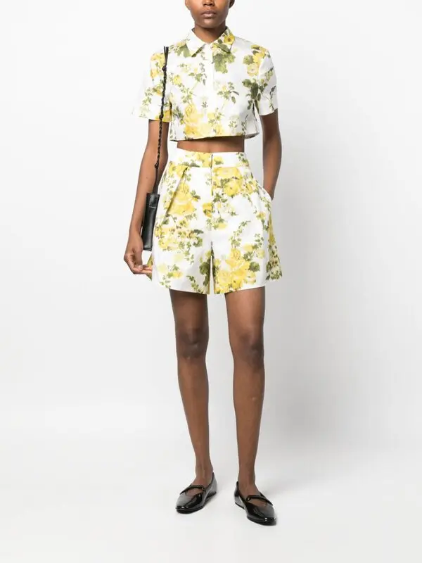 Erdem Floral-print Cotton Shorts