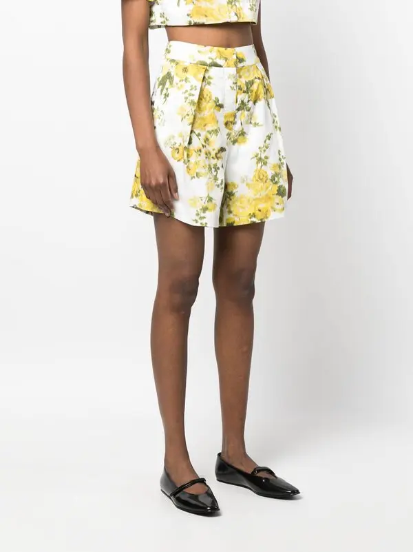 Erdem Floral-print Cotton Shorts