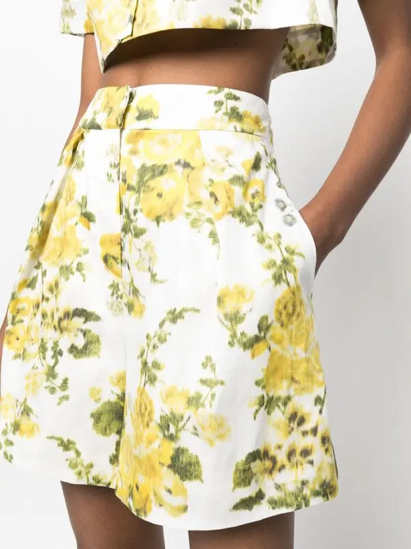 Erdem Floral-print Cotton Shorts