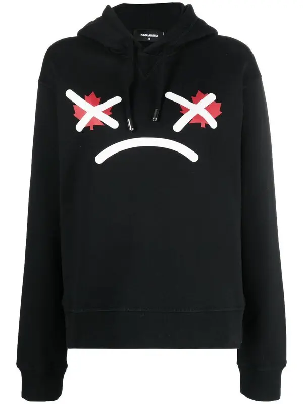 Dsquared2 Graphic-print Cotton Hoodie - Black