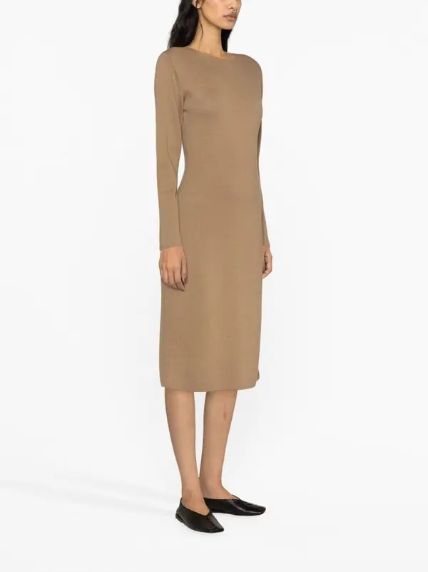Fabiana Filippi Long-sleeve Knitted Wool Dress - Brown