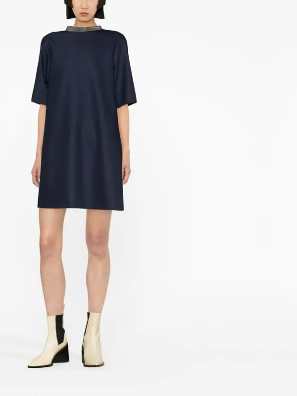 Fabiana Filippi Beaded Round-neck Minidress
