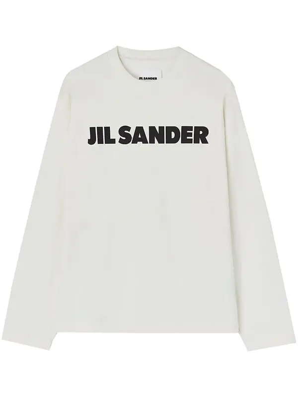 JIL SANDER Logo-print Long-sleeve Top - White
