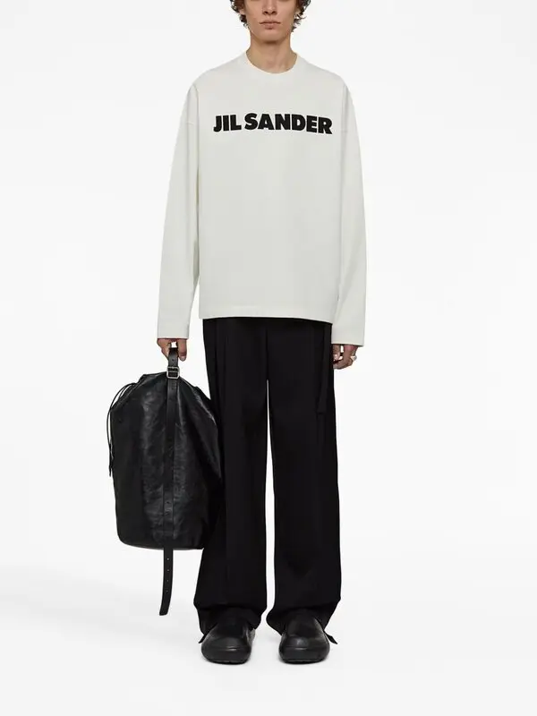 JIL SANDER Logo-print Long-sleeve Top - White