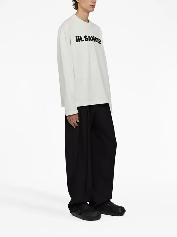 Jil Sander Logo-Print Long-Sleeve Top - White - 40% Off | Editorialist