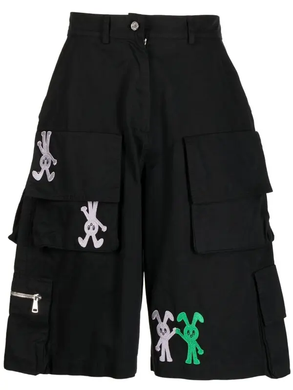 Natasha Zinko Logo-embroidered Cargo Shorts - Black