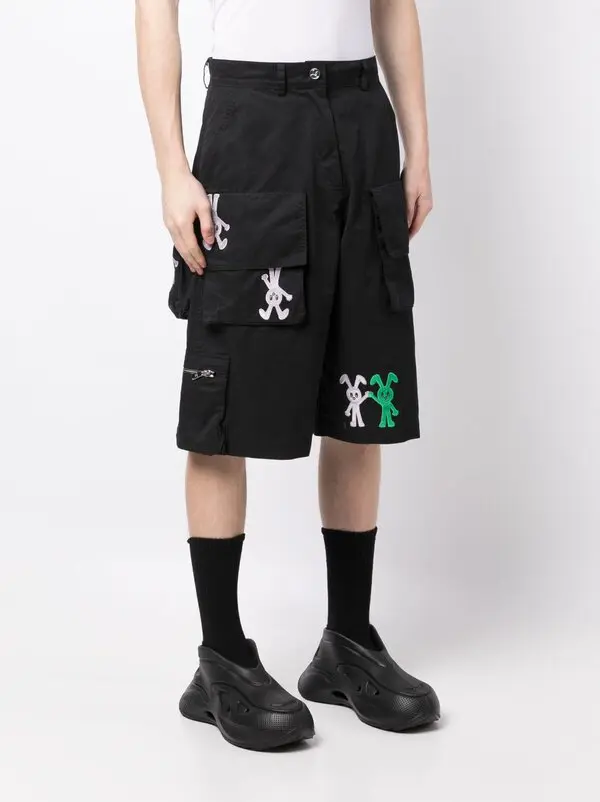 Natasha Zinko Logo-embroidered Cargo Shorts - Black
