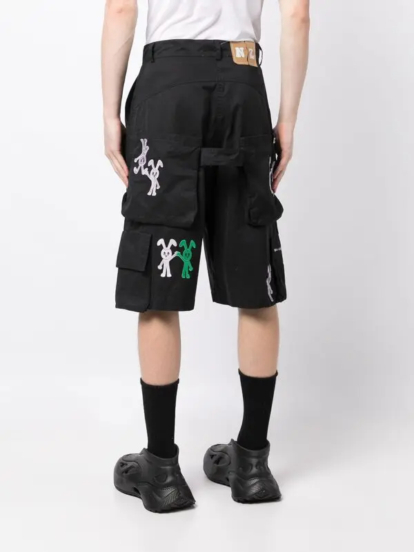 Natasha Zinko Logo-embroidered Cargo Shorts - Black