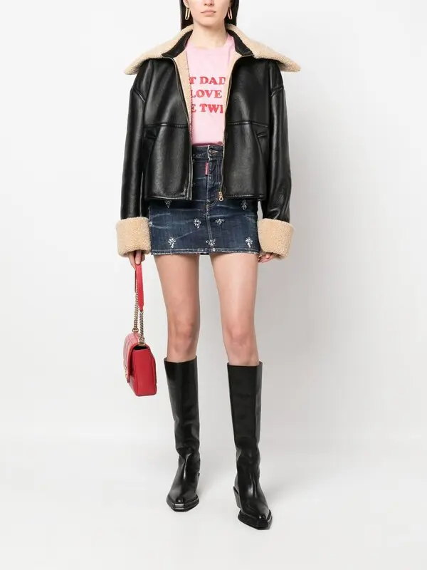 Dsquared2 Crystal-embellished Denim Mini Skirt