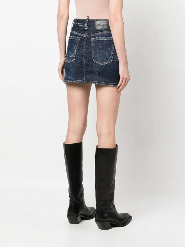 Dsquared2 Crystal-embellished Denim Mini Skirt