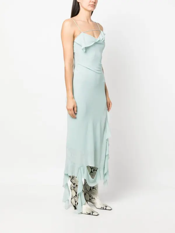asymmetric layered ruffled chiffon midi dress by acne studios ACNE STUDIOS Asymmetric ruffled ombr chiffon midi dress Size 34 AU 8