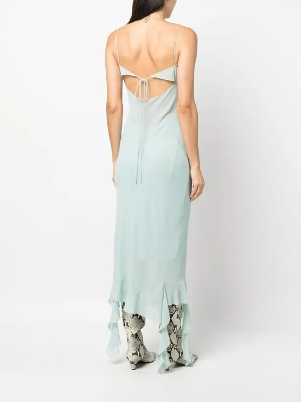 Acne Studios Asymmetric Ruffled Midi Dress - Blue | Editorialist