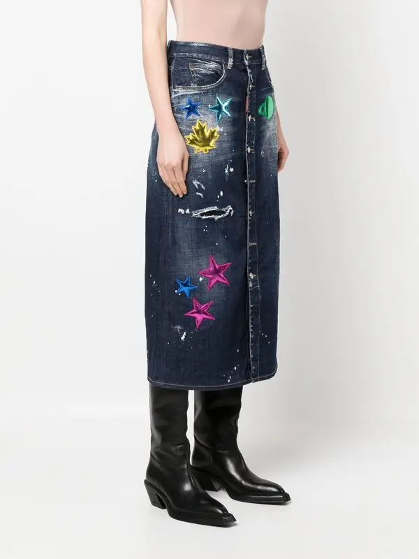 Dsquared2 Distressed Denim Skirt