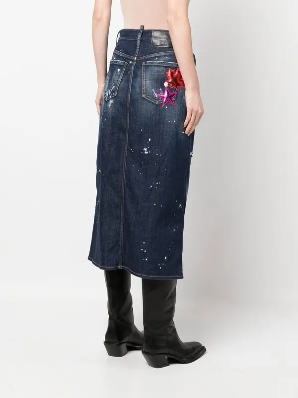 Dsquared2 Distressed Denim Skirt