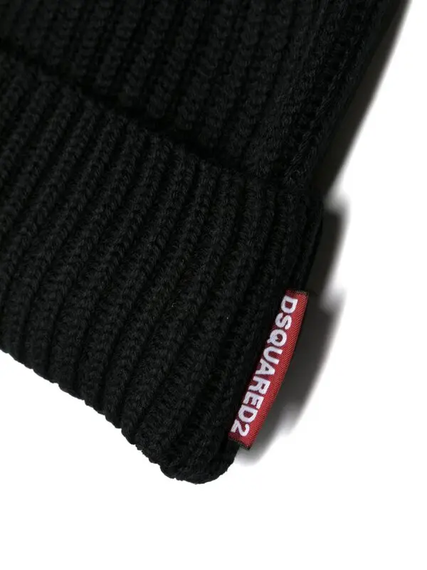 Dsquared2 Wool Scarf And Beanie Set - Black