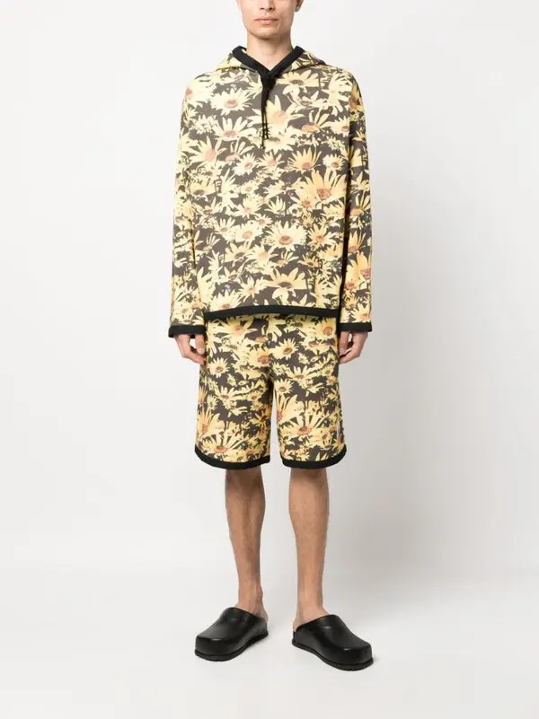 JIL SANDER Floral Print Drawstring Hoodie