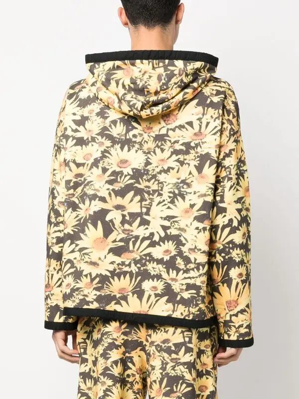 JIL SANDER Floral Print Drawstring Hoodie
