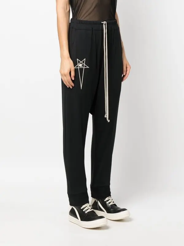 Rick Owens Logo-embroidered Drop-crotch Track Pants