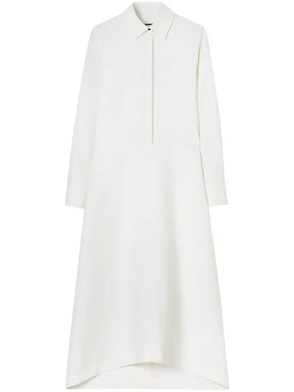 JIL SANDER Long-sleeve Cotton Long Dress - White